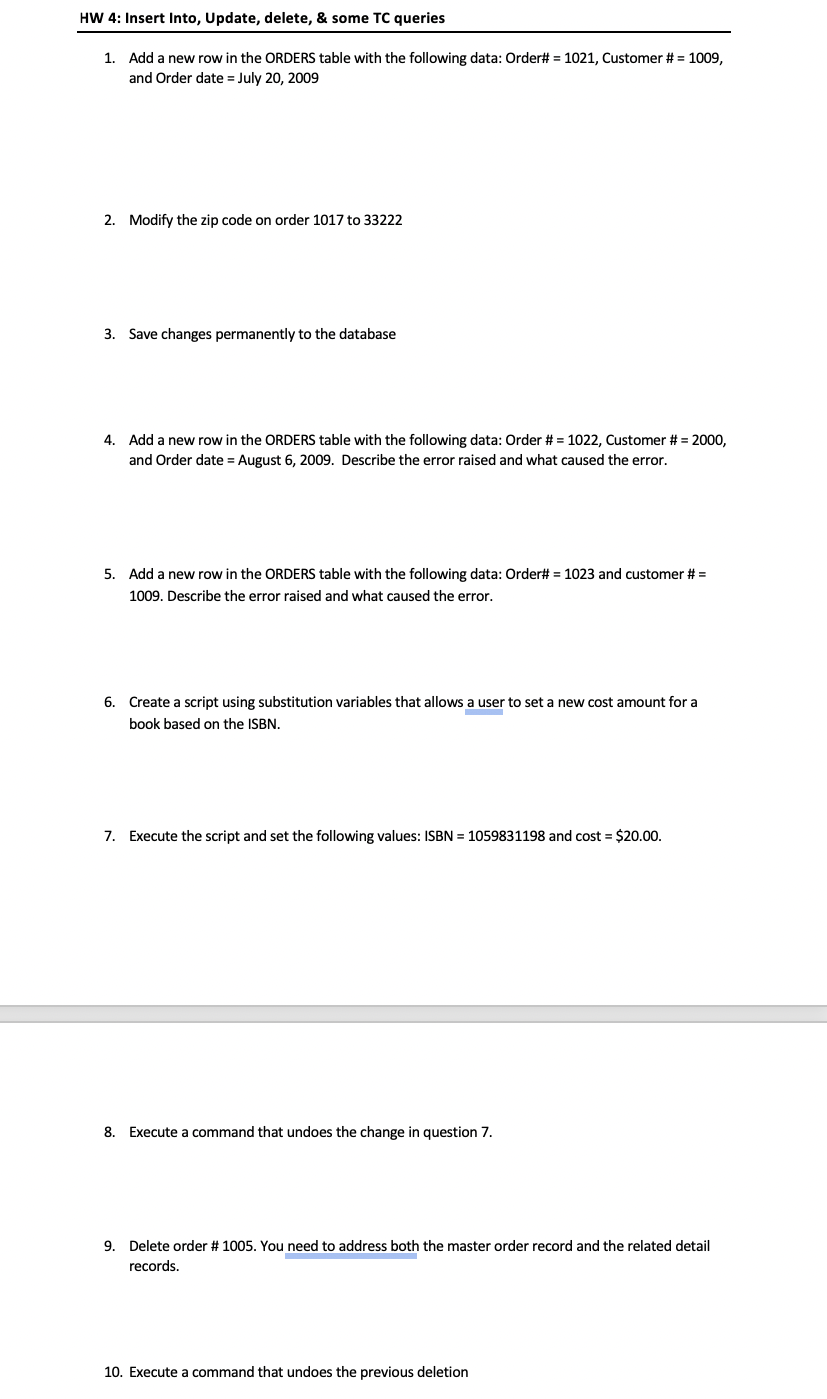 Solved HW 4: Insert Into, Update, delete, & some TC | Chegg.com