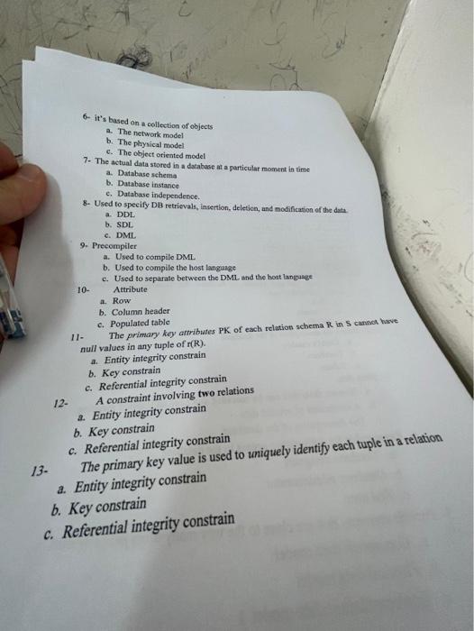 Solved 6- it's based on a collection of objects a. The | Chegg.com