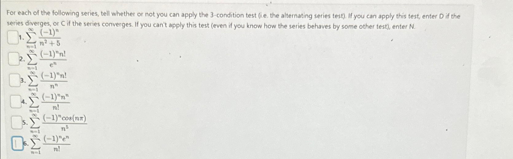 Solved For each of the following series, tell whether or not | Chegg.com