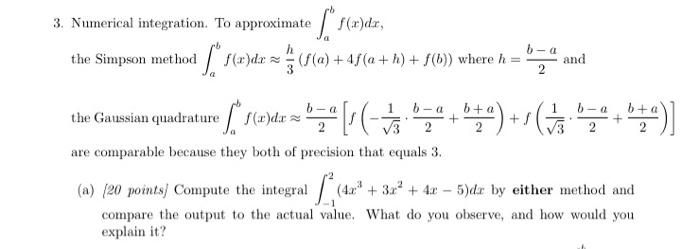 Solved numerical integration. approximate | Chegg.com