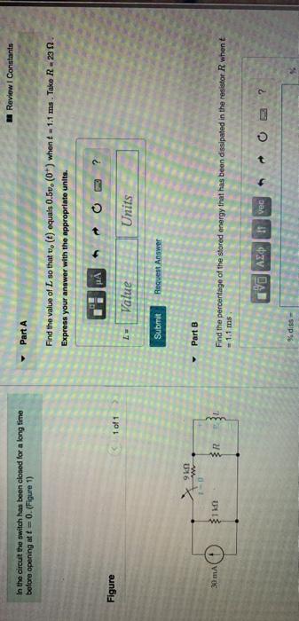 Solved Review I Constants In the circuit the switch has been | Chegg.com
