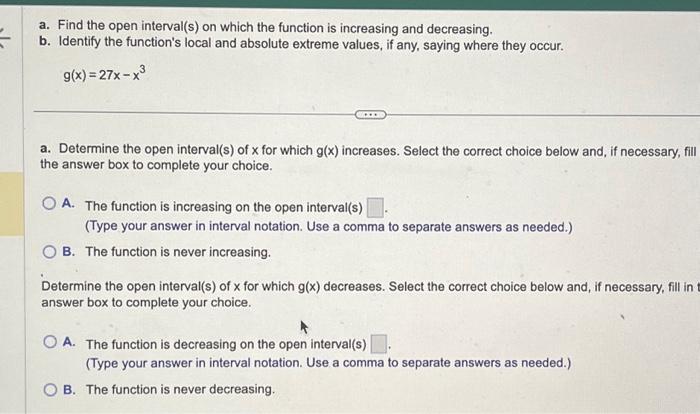 Solved a. Find the open interval(s) on which the function is | Chegg.com
