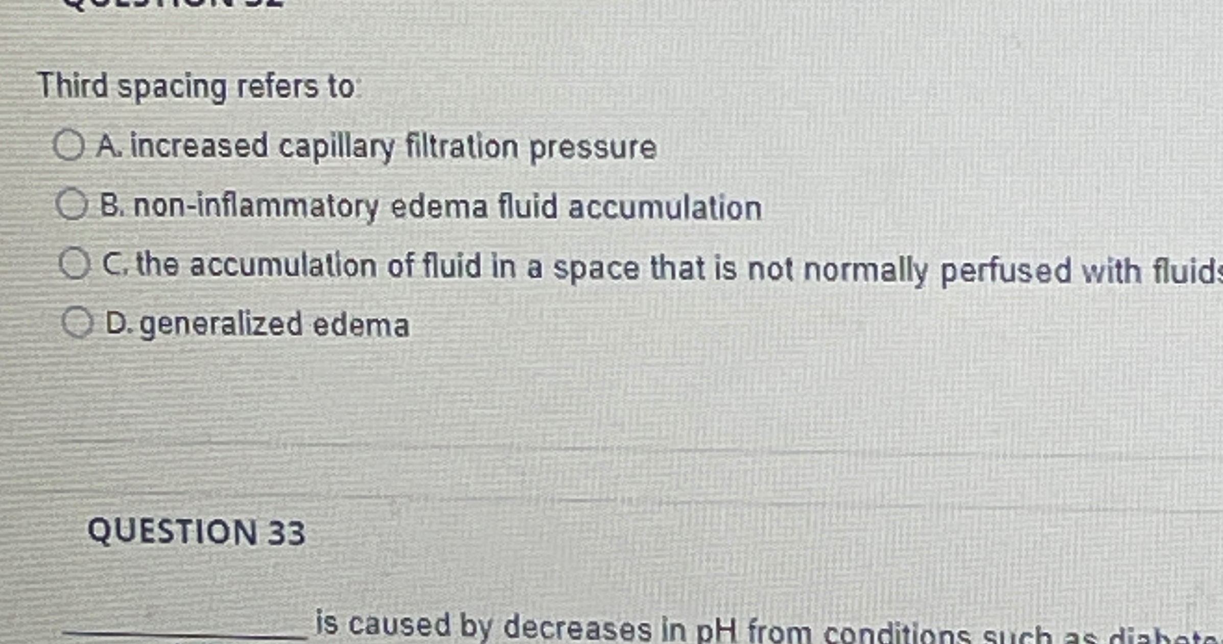 Solved Third spacing refers toA. ﻿increased capillary | Chegg.com