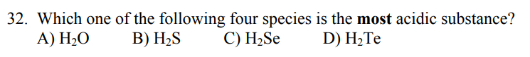 Solved Which one of the following four species is the most | Chegg.com