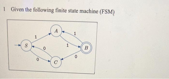 Solved 1 Given the following finite state machine (FSM)2 | Chegg.com