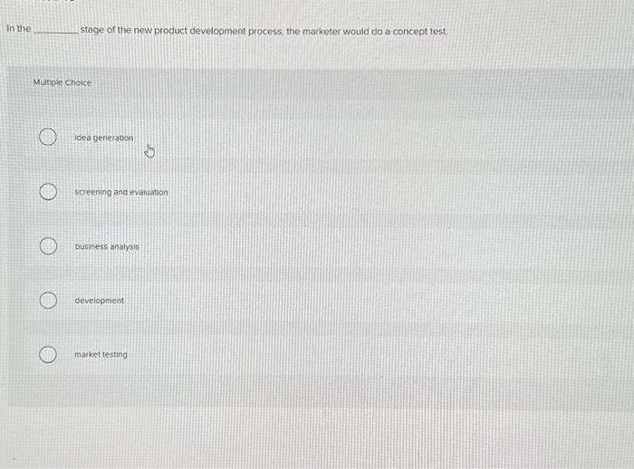 Solved In the stage of the new product development process, | Chegg.com