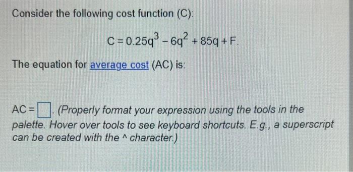 Solved Consider the following cost function (C): | Chegg.com