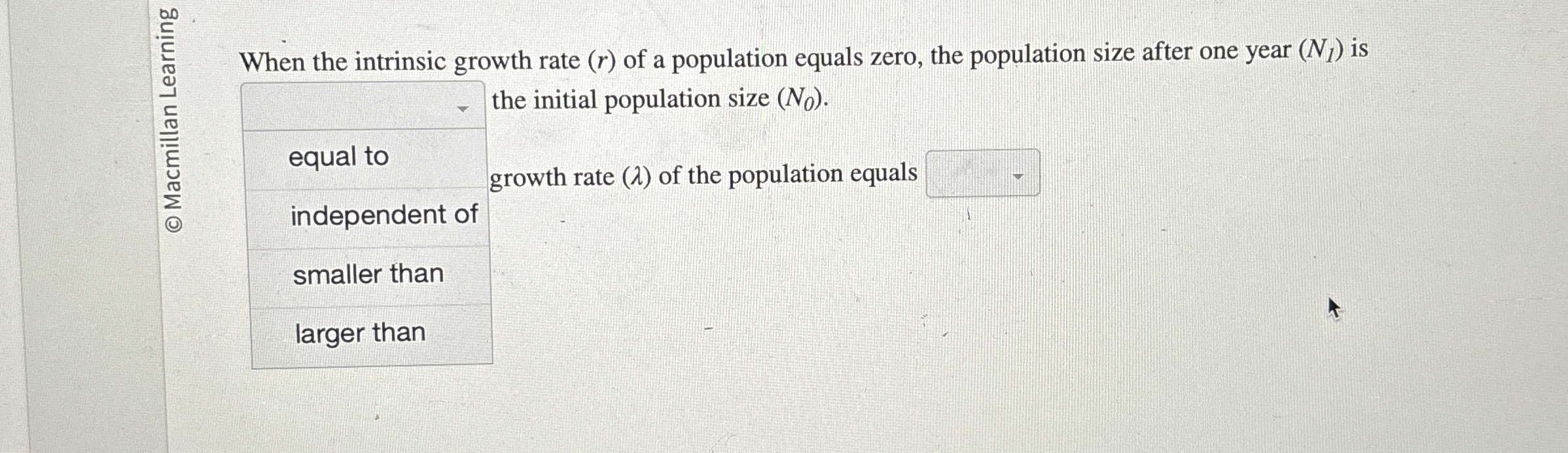 Solved When the intrinsic growth rate (r) ﻿of a population | Chegg.com