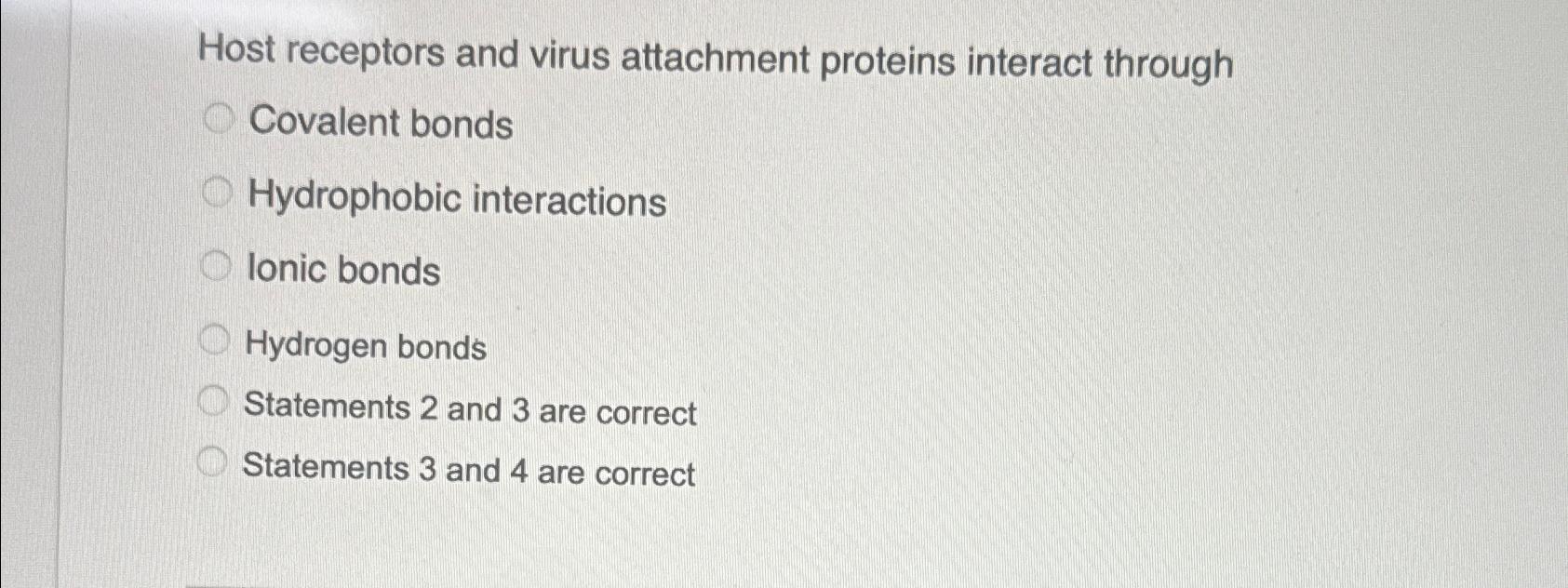 Solved Host receptors and virus attachment proteins interact | Chegg.com