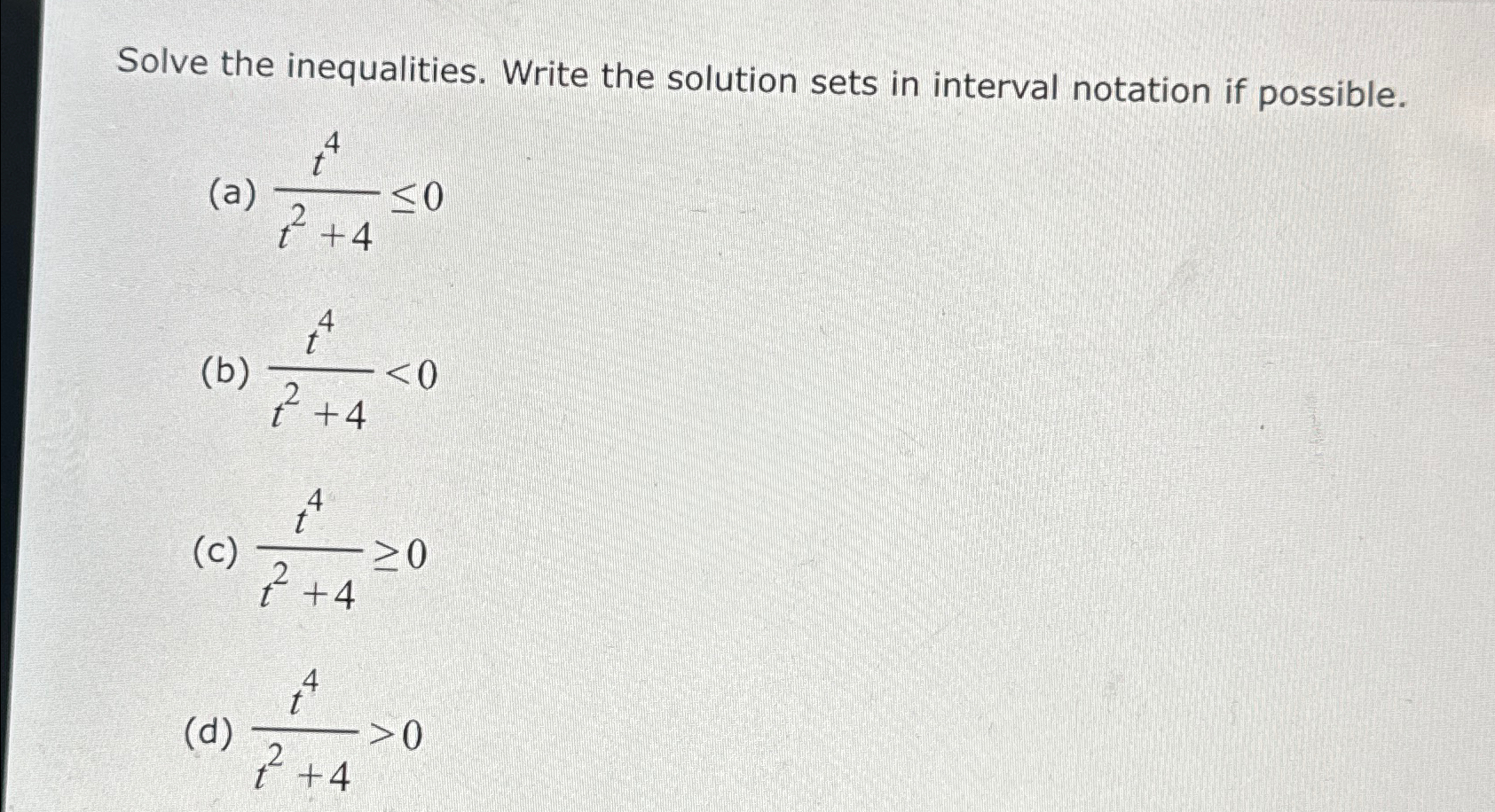 Solved Solve the inequalities. Write the solution sets in | Chegg.com