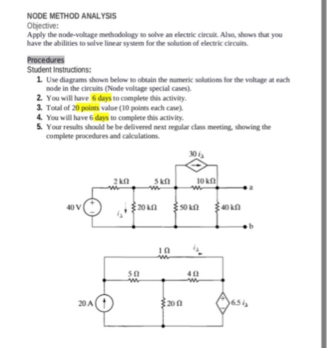 Solved NODE METHOD ANALYSIS Objective: Apply the | Chegg.com