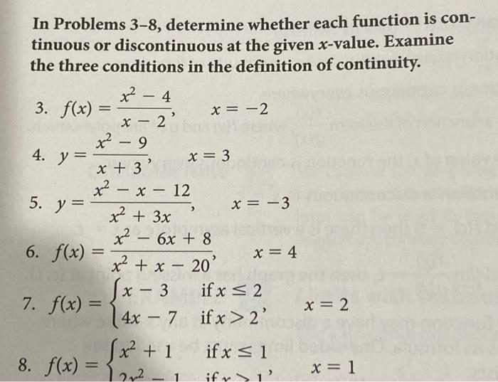 Solved In Problems 3-8, determine whether each function is | Chegg.com