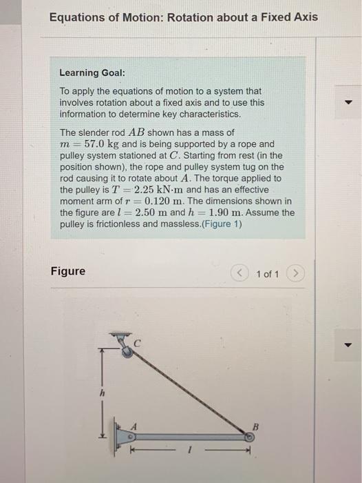 Solved Equations of Motion: Rotation about a Fixed Axis | Chegg.com