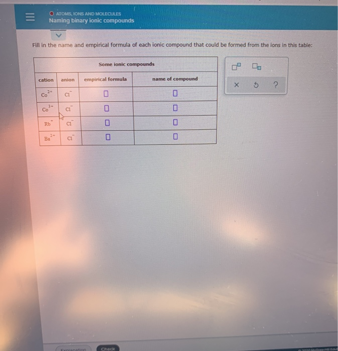 Solved O ATOMS, IONS AND MOLECULES Naming binary ionic | Chegg.com