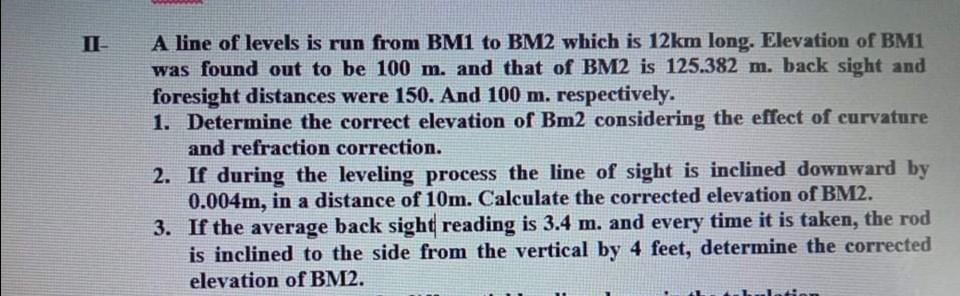Solved TI A line of levels is run from BM1 to BM2 which is | Chegg.com