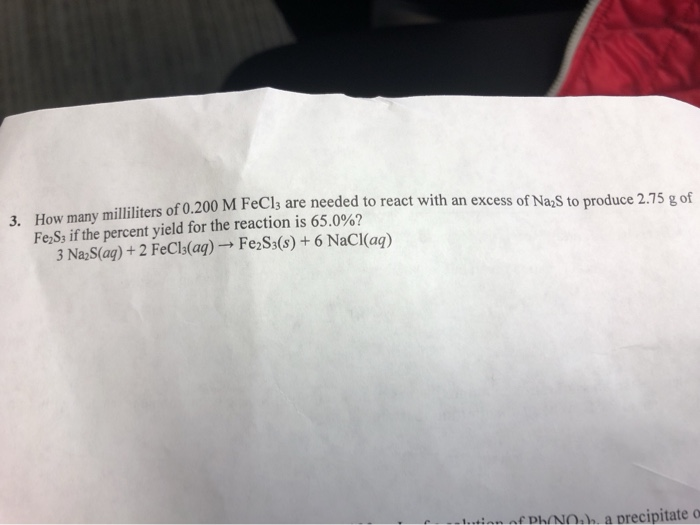 Solved 3. How many milliliters of 0.200 M FeCl3 are needed | Chegg.com