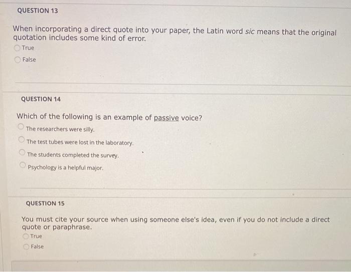 Solved QUESTION 13 When incorporating a direct quote into | Chegg.com