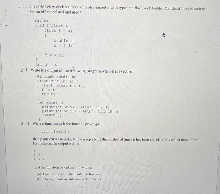 [solved] 1 1 The Code Below Declares Three Variables Name