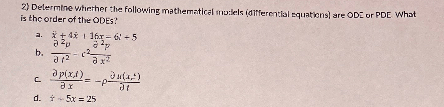 Solved Determine whether the following mathematical models | Chegg.com