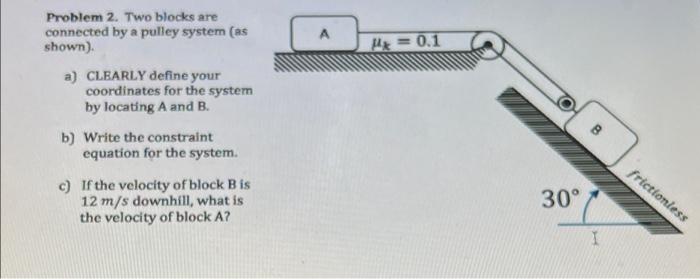 Solved Problem 2. Two blocks are connected by a pulley | Chegg.com