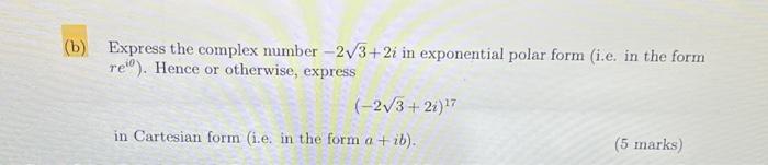 Solved b) Express the complex number −23+2i in exponential | Chegg.com