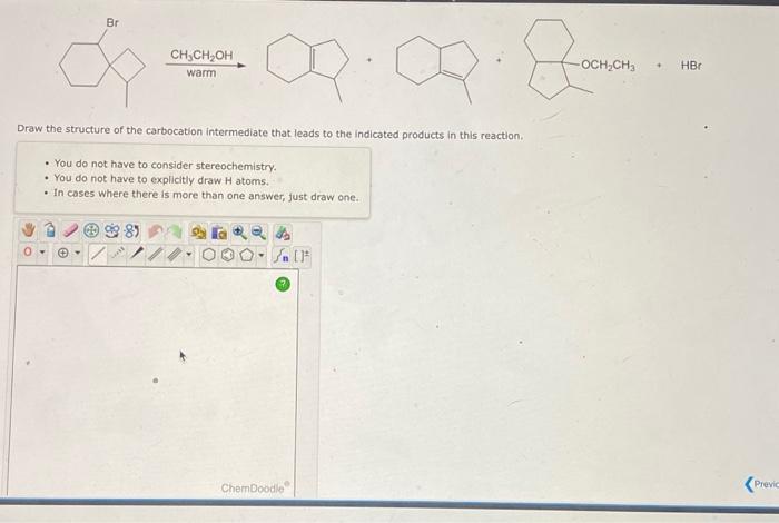 Solved Warm CH3CH2OH= Draw the structure of the carbocation | Chegg.com