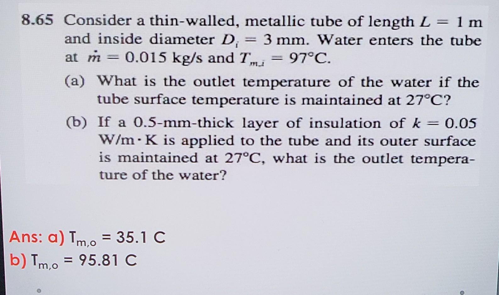Solved 8.65 Consider a thin-walled, metallic tube of length | Chegg.com