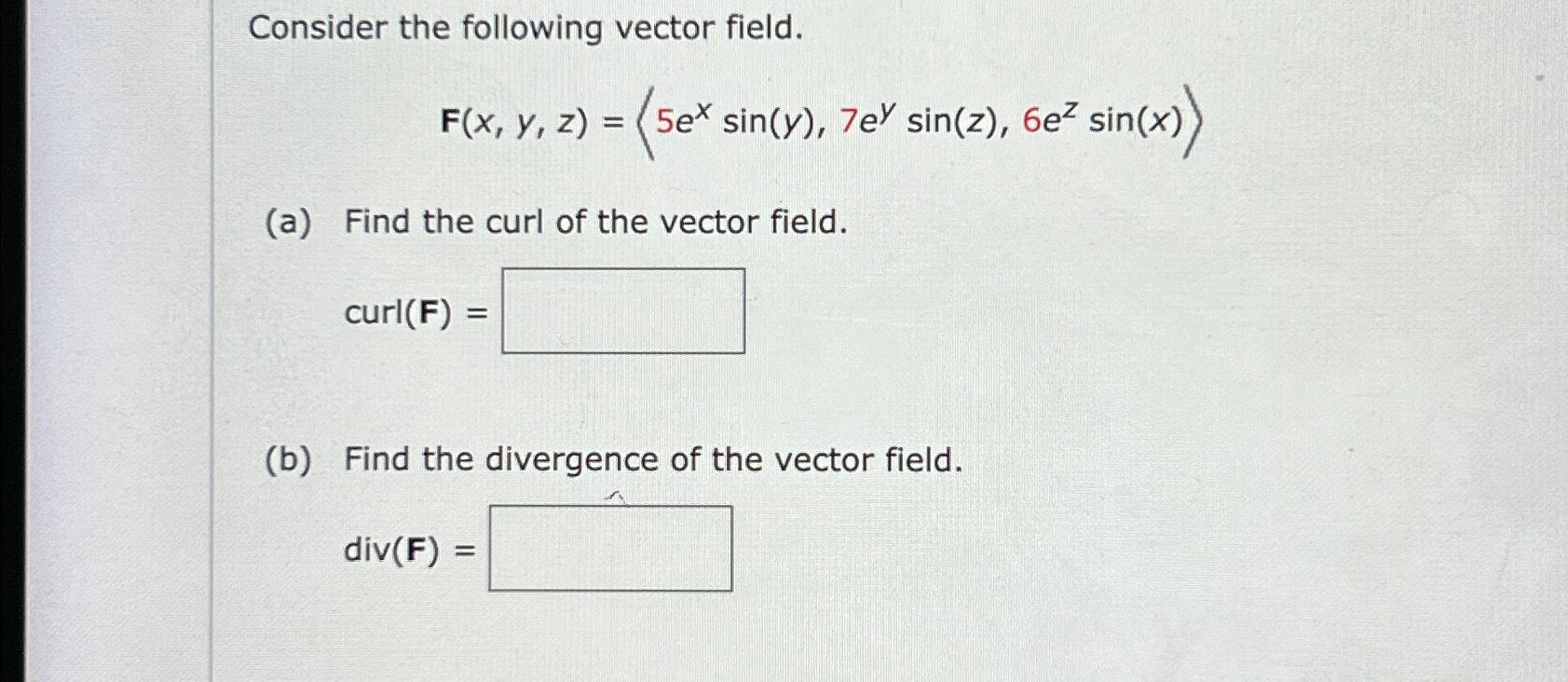 Solved Consider the following vector | Chegg.com