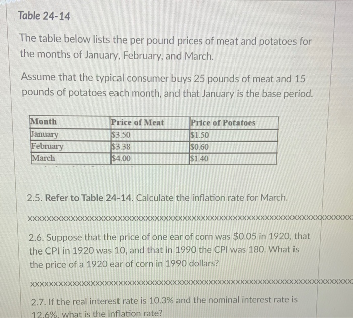 Solved Table 24-14 The table below lists the per pound | Chegg.com