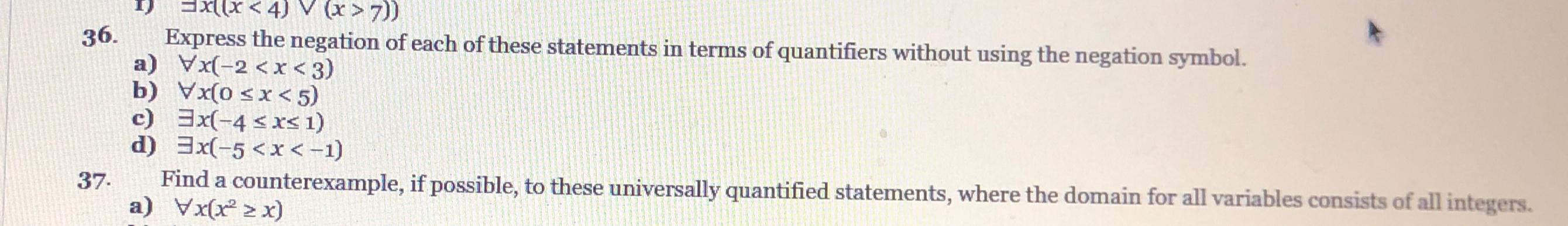 Solved Express The Negation Of Each Of These Statements In
