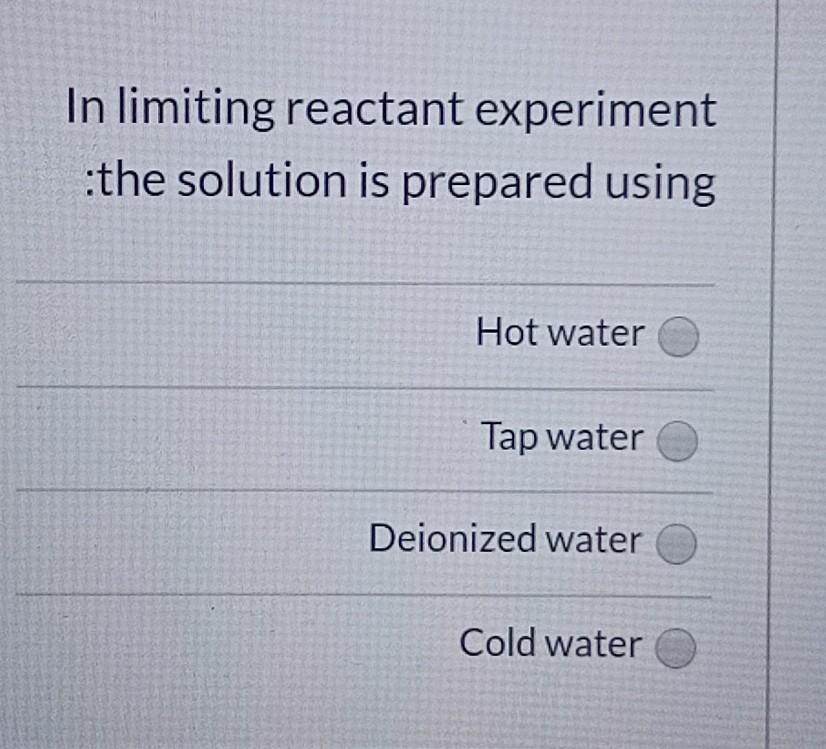 Solved In limiting reactant experiment the solution is | Chegg.com