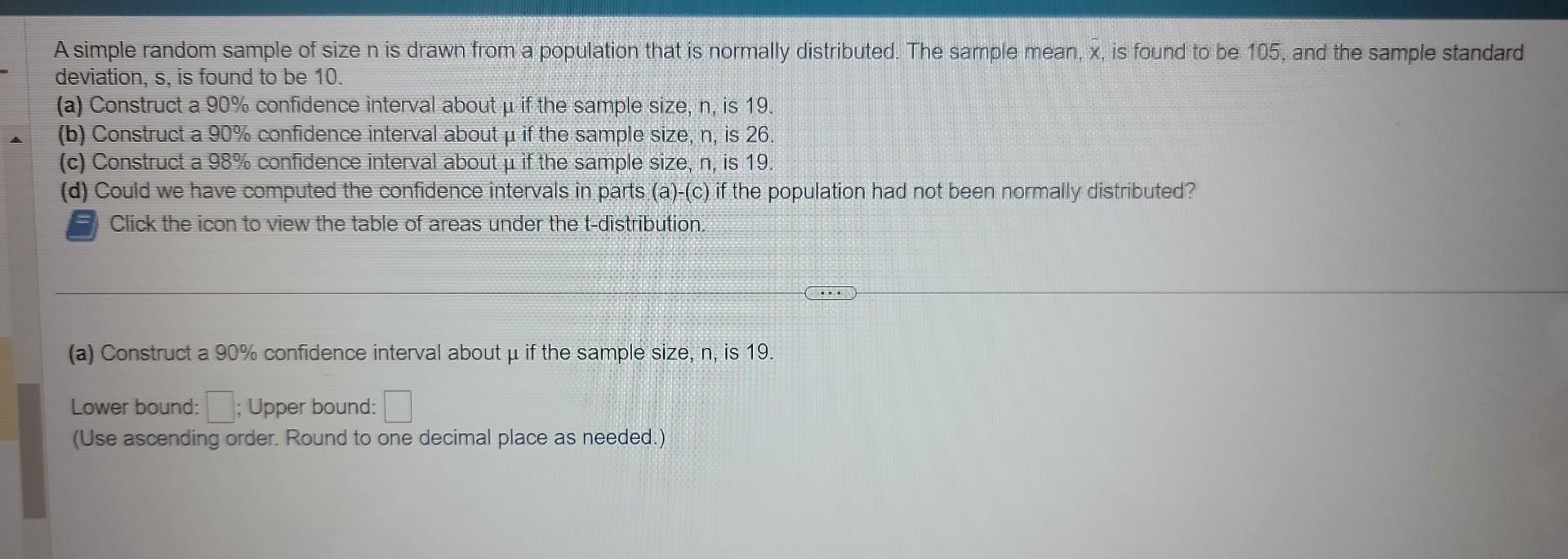 Solved A simple random sample of size n is drawn from a | Chegg.com