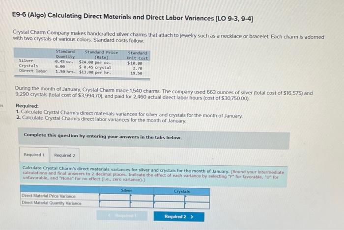 Solved E9-6 (Algo) Calculating Direct Materials and Direct | Chegg.com