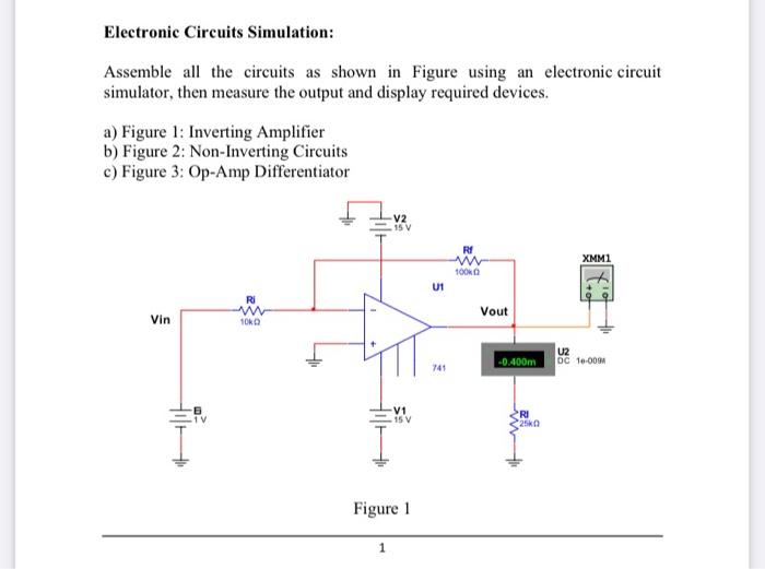 Solved Electronic Circuits Simulation: Assemble all the | Chegg.com