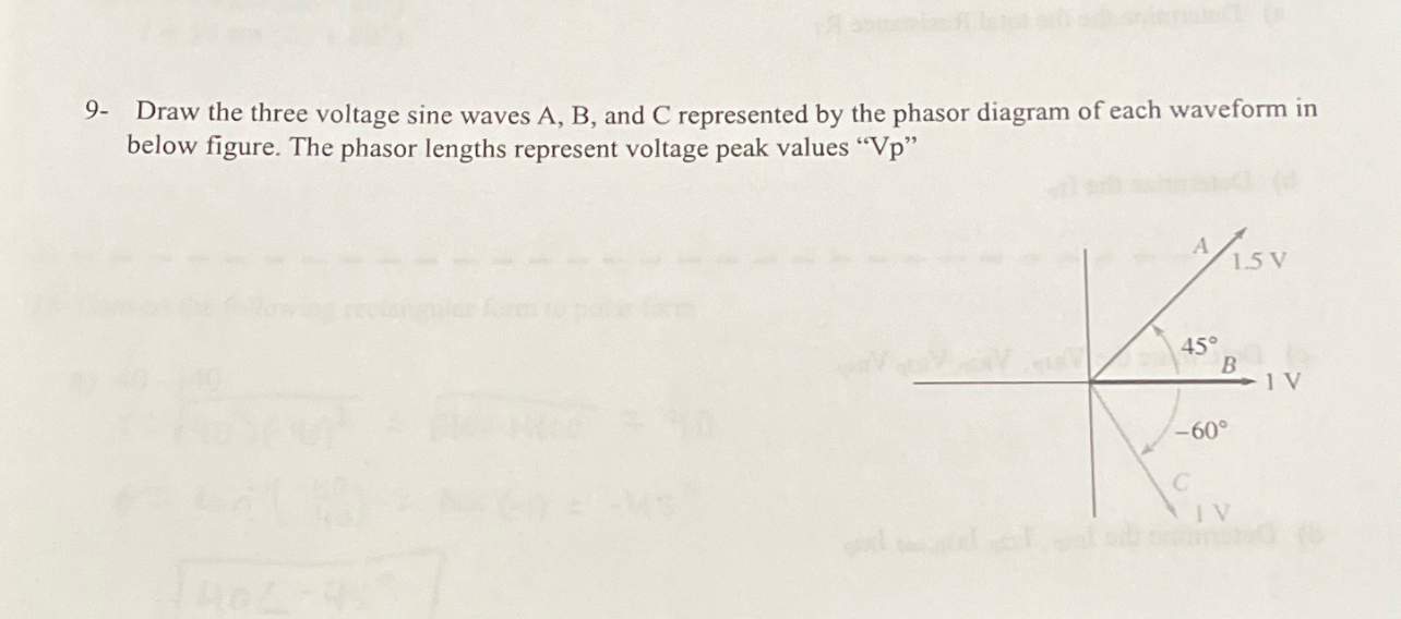 Solved 9 ﻿draw The Three Voltage Sine Waves A ﻿b ﻿and C 0470