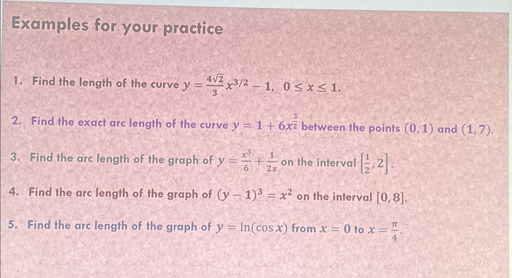 Solved Examples for your practiceFind the length of the | Chegg.com