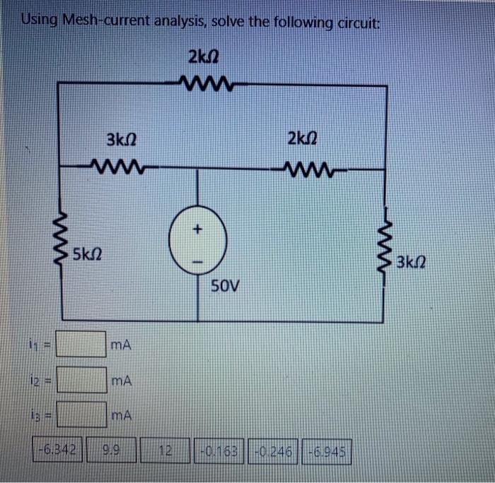 Solved Using Mesh-current analysis, solve the following | Chegg.com