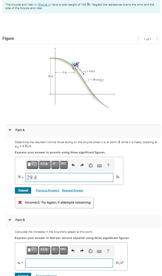 Solved Part Adetermine The Resultant Normal Force Acting On