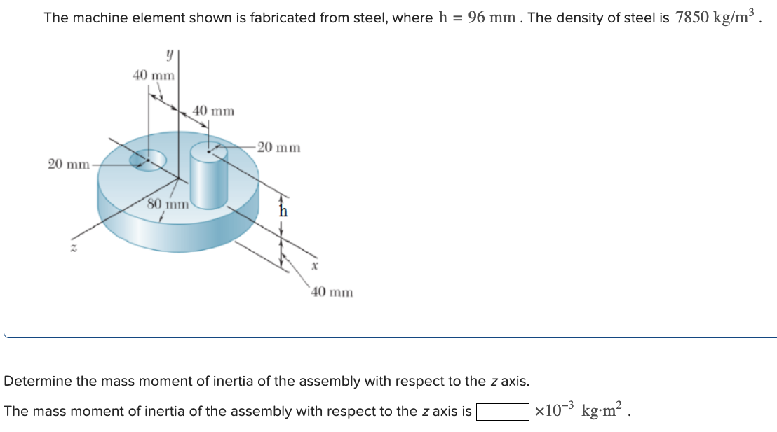 Solved The machine element shown is ﻿fabricated from steel, | Chegg.com