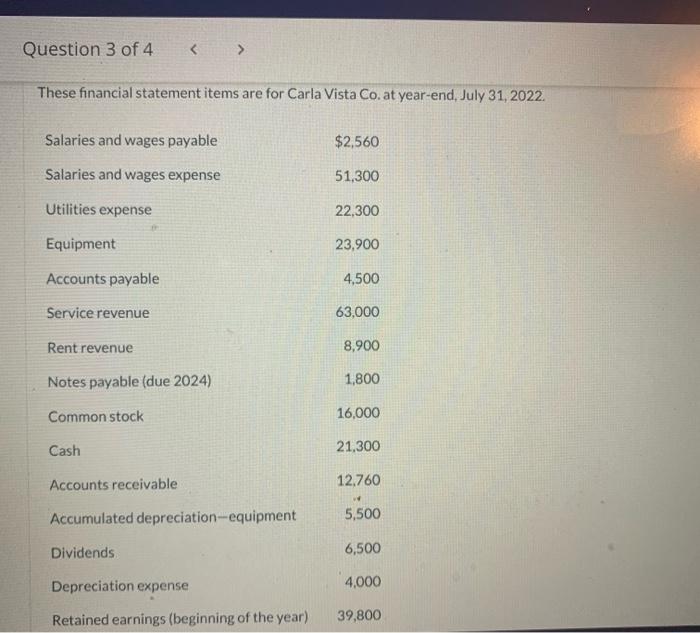Solved CARLA VISTA CO. Retained Eamings Statement For the | Chegg.com