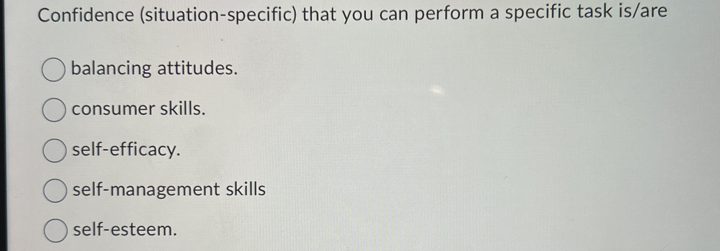 Solved Confidence (situation-specific) ﻿that you can perform | Chegg.com