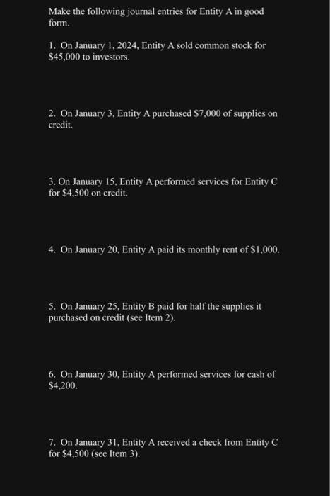 Solved Make the following journal entries for Entity A in | Chegg.com