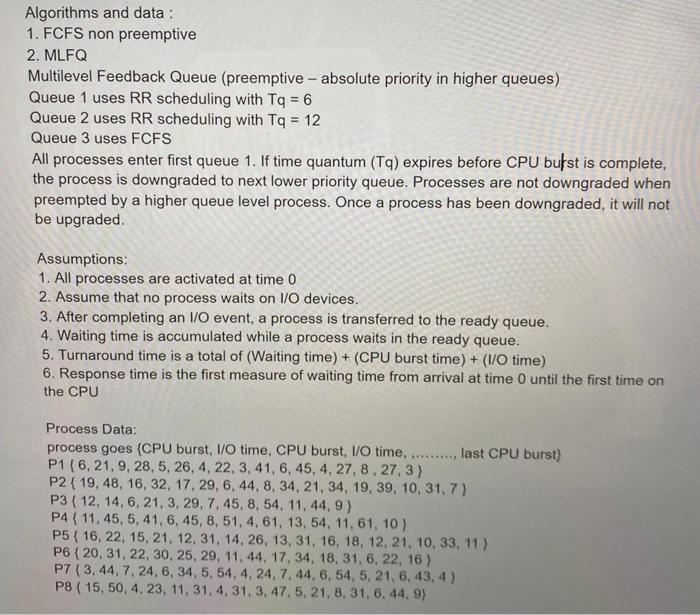 3. Complete and insert a Partial Gantt chart for FCFS | Chegg.com