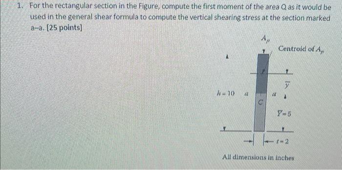 1. For the rectangular section in the Figure, compute | Chegg.com