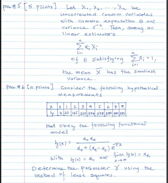 Solved prob. \#1 [10 points] Suppose the random variable Y | Chegg.com