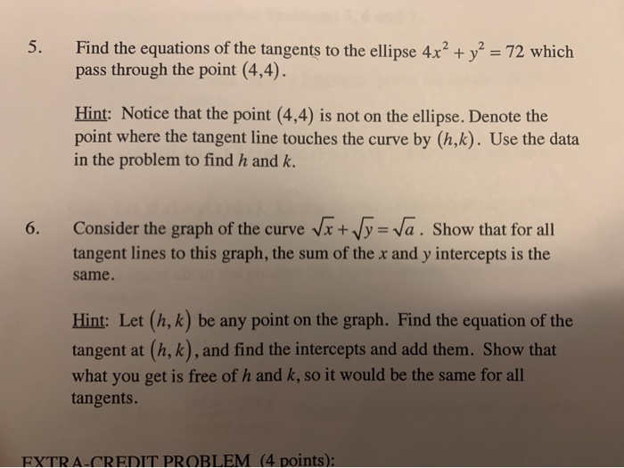 Solved Find the equations of the tangents to the ellipse 4x2 | Chegg.com