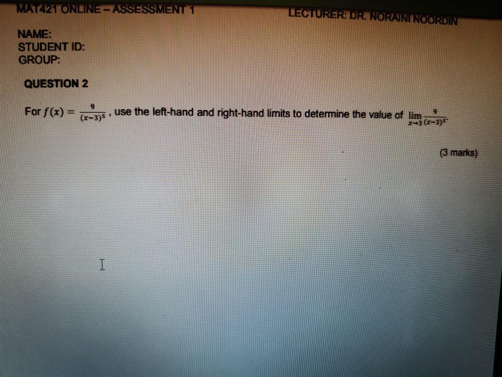 Solved STUDENT ID: GROUP: QUESTION 1 Given the following | Chegg.com