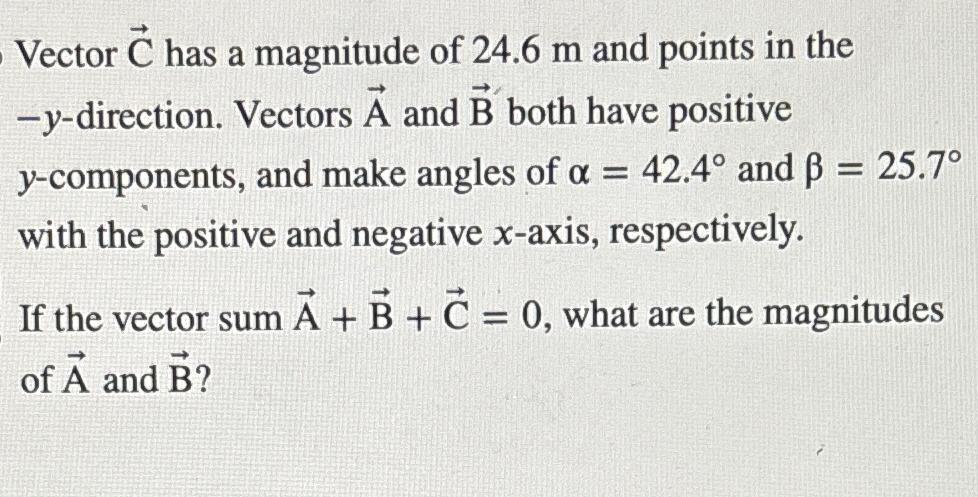 Solved Vector vec(C) ﻿has a magnitude of 24.6m ﻿and points | Chegg.com