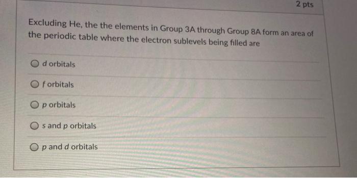 Solved 2 pts Excluding He, the the elements in Group 3A | Chegg.com