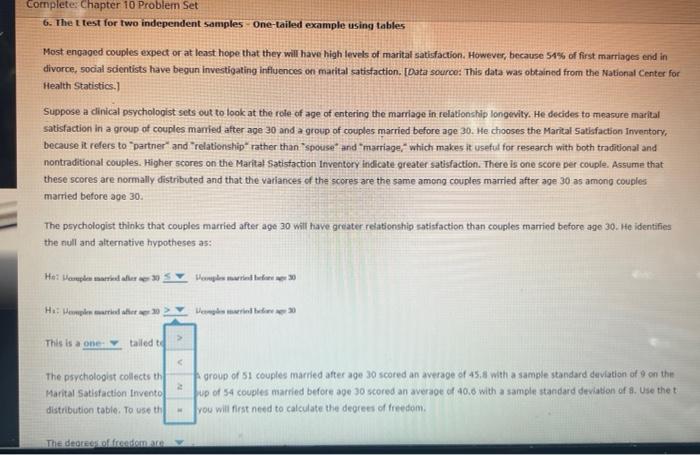 [Solved]: 6. The t test for two independent samples - One-t